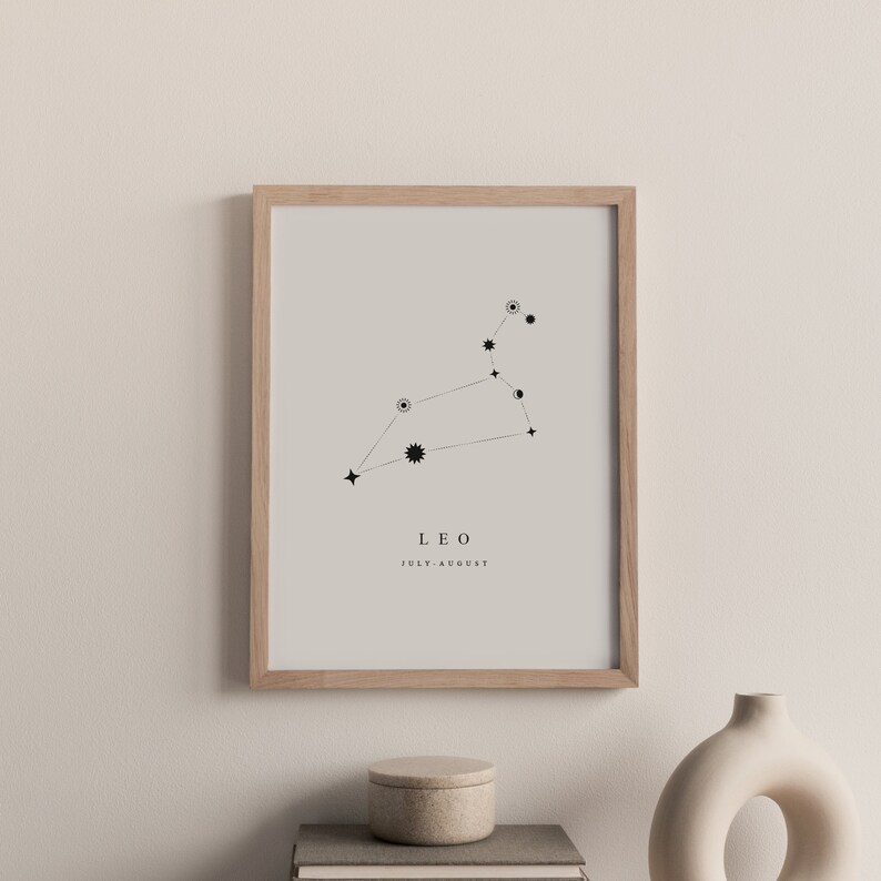 Leo Constellation Poster, Downloadable Print, Minimalist, Vintage and ...