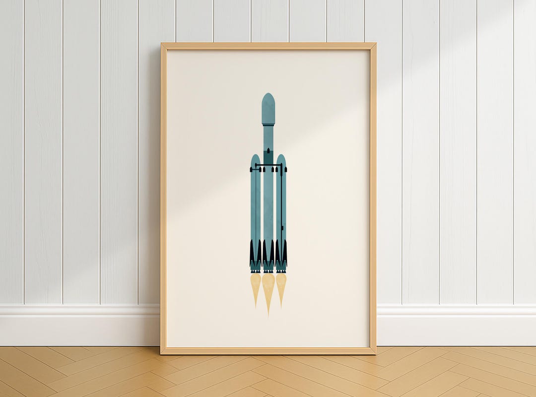 Falcon Heavy Print, Spacex Wall Art, Space Themed Nursery, Rocket ...