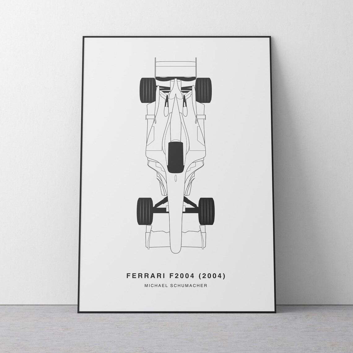 Ferrari F2004 Blueprint Poster: Minimalist Formula 1 Wall Art (digital ...