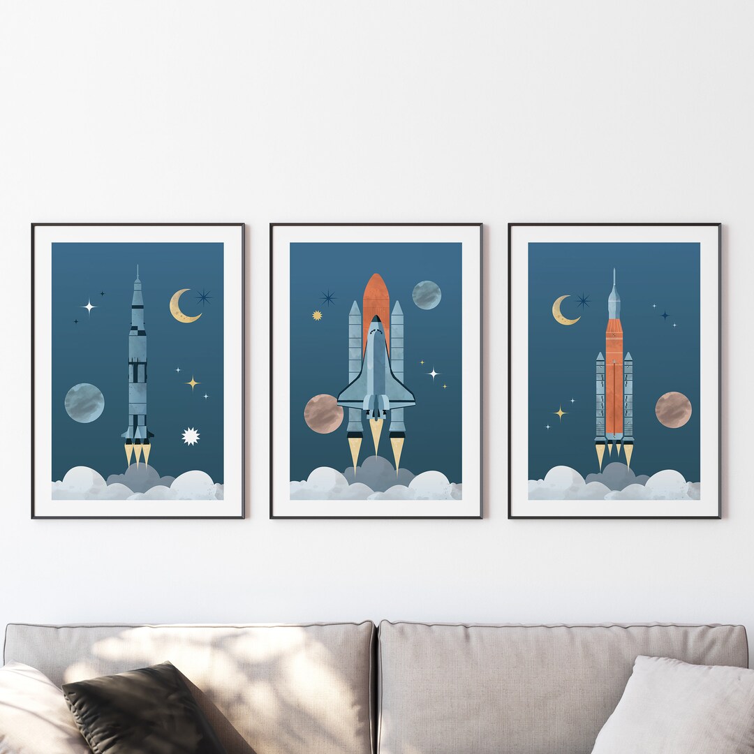 Nasa Poster, Set of 3 Prints, DIGITAL DOWNLOAD, Artemis Rocket, Saturn ...