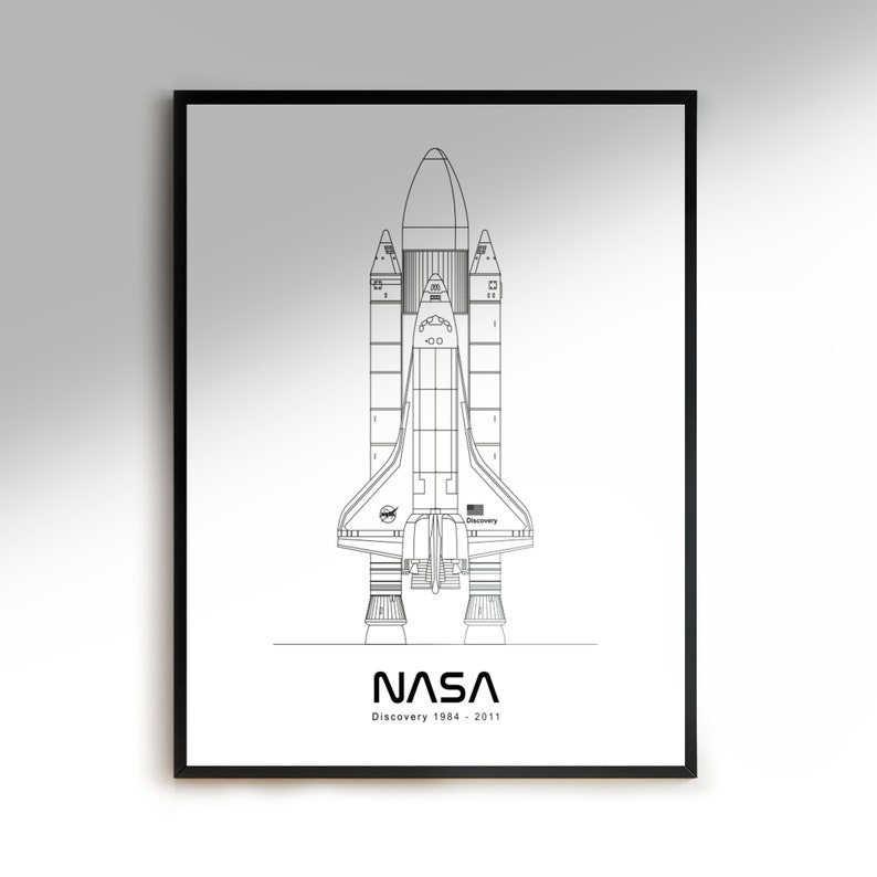 Space Discovery Nasa Space Shuttle Modern Blueprint Poster - Etsy