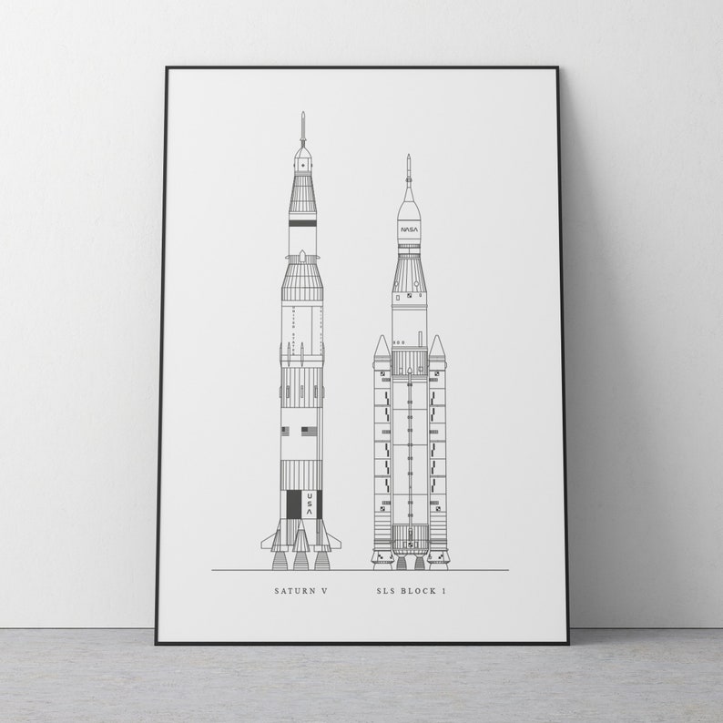 NASA Saturn V SLS Rocket Poster Blueprint Spacecraft Digital - Etsy