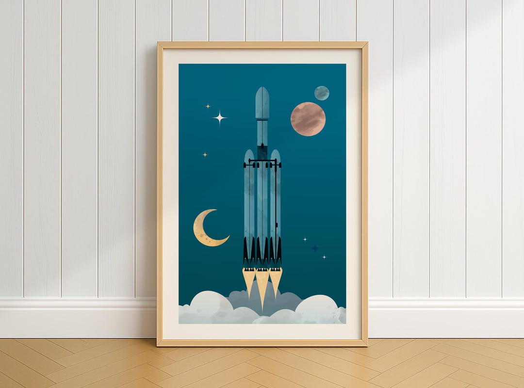 Spacex Poster, Falcon Heavy Poster, DIGITAL PRINT, Space Wall Art ...
