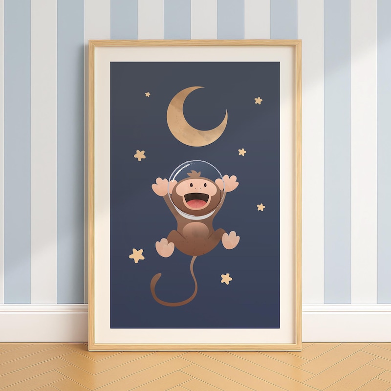 Astronaut Monkey Poster - Etsy