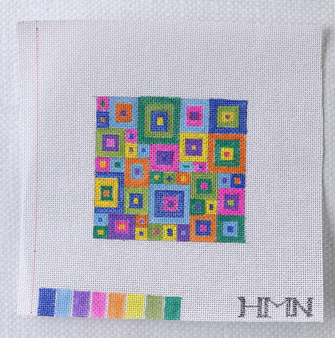 Colorful Squares Hand-painted Needlepoint Canvas - Etsy