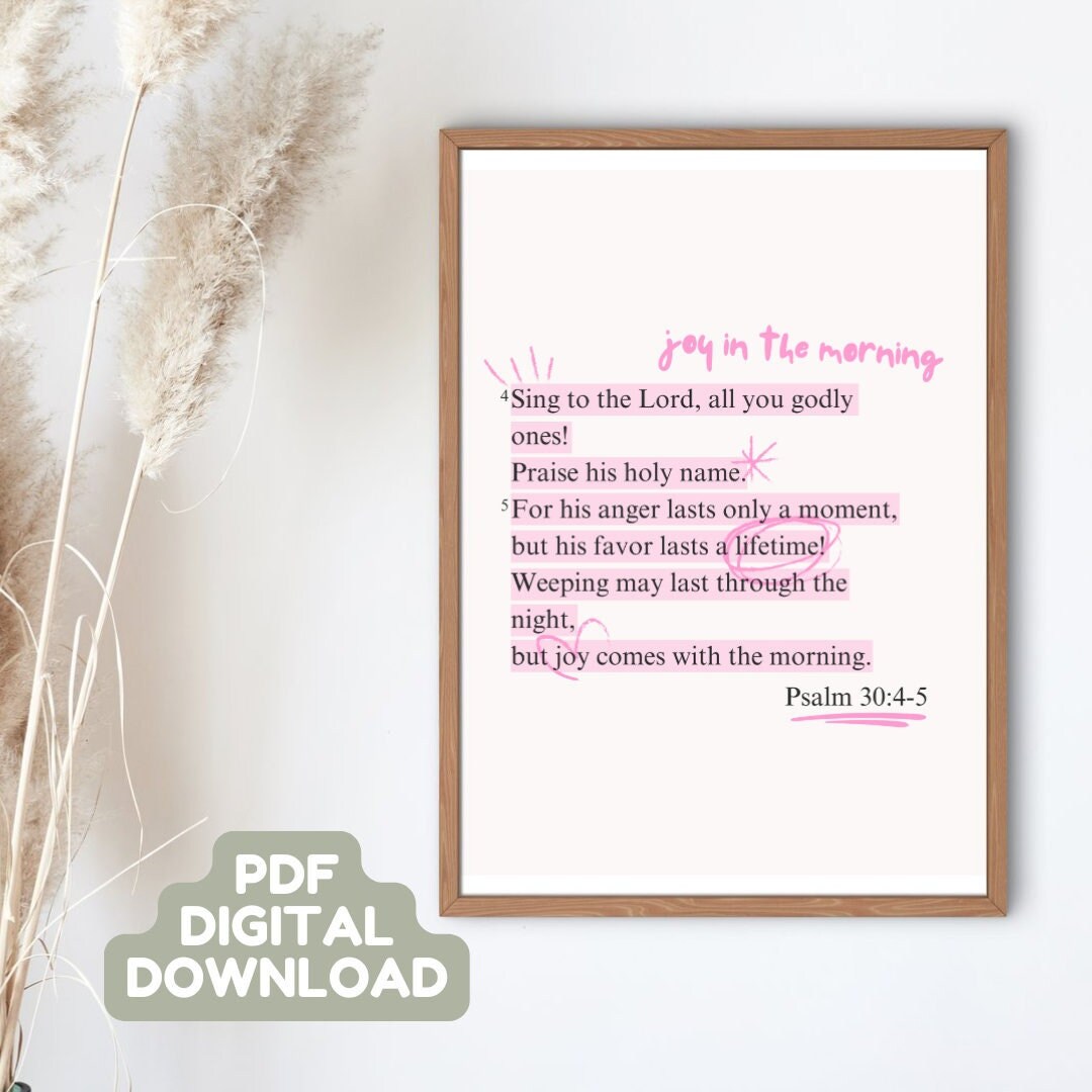 Bible Verse PDF Digital Download, Cute Christian Wall Art, Light Pink ...