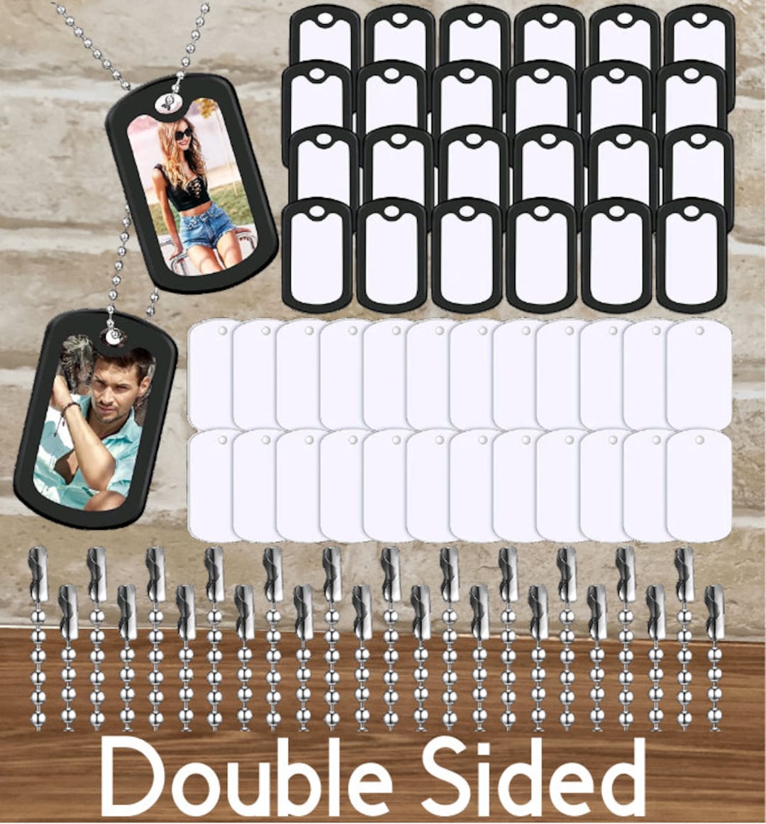Personalized Double Sided Dog Tag With 23.6 Inch Chain and Military ...