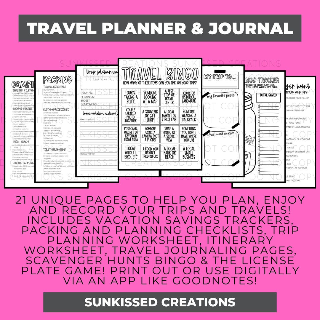 Travel Planner, Journal, Printable, Instant Download, Packing List ...