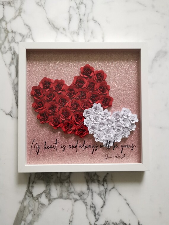 Heart Shadow Box Two Hearts Wall Art | Etsy