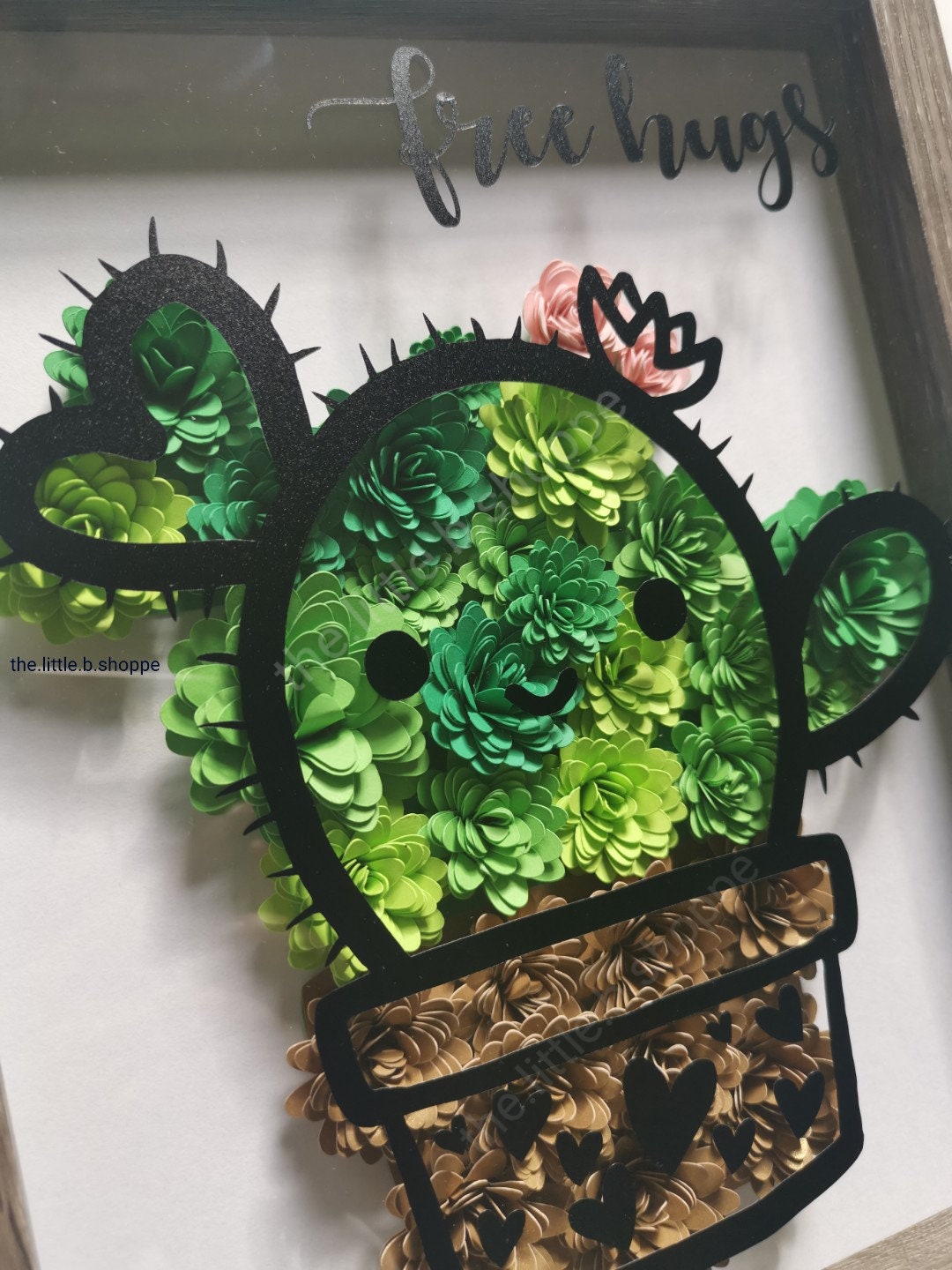 Cactus , Free Hugs Flower Shadow Box, Cartoon Wall Art - Etsy