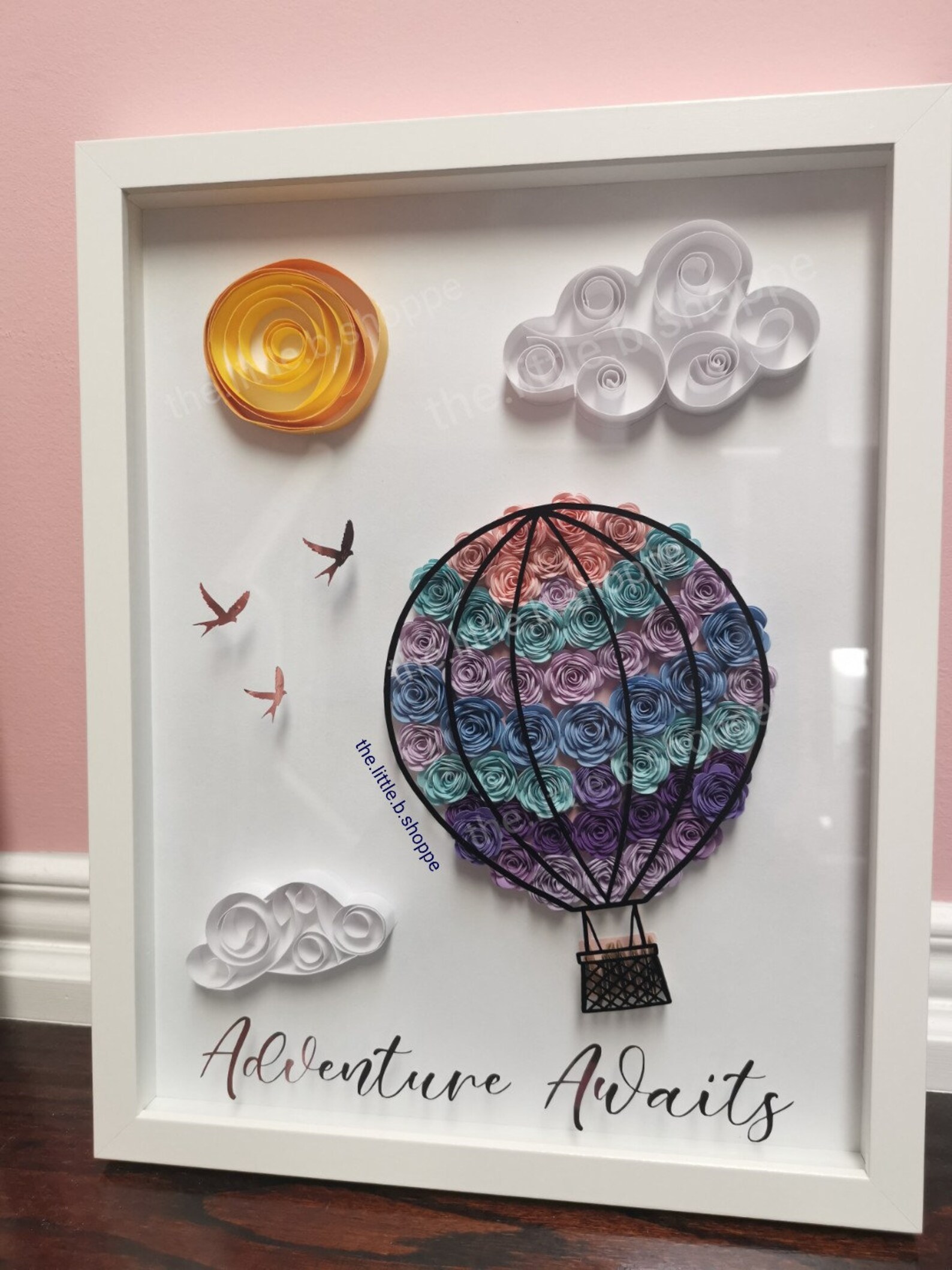 Hot Air Balloon Wall Decor, Balloon Shadow Box Art, Balloon Flower ...