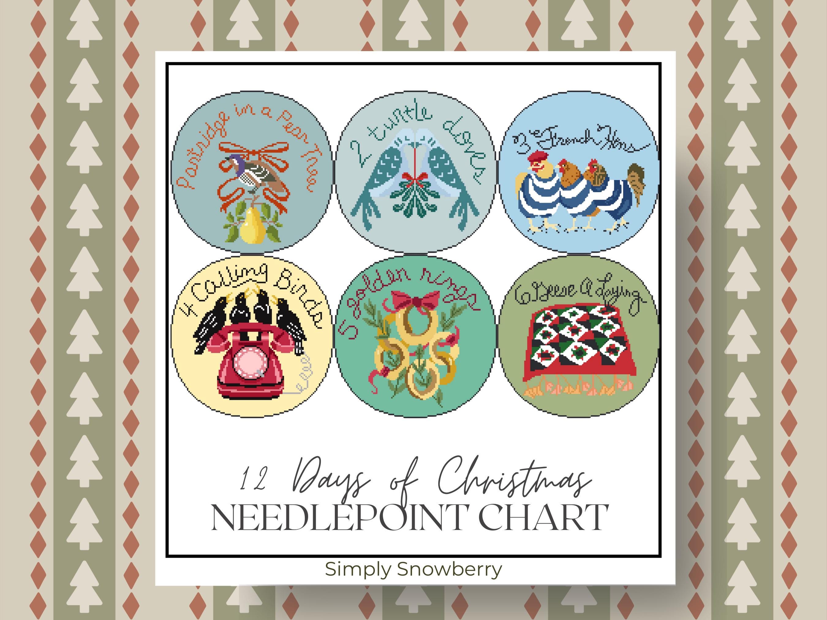 Quirky 12 Days of Christmas Needlepoint Patterns • Ornament Set • Cross ...