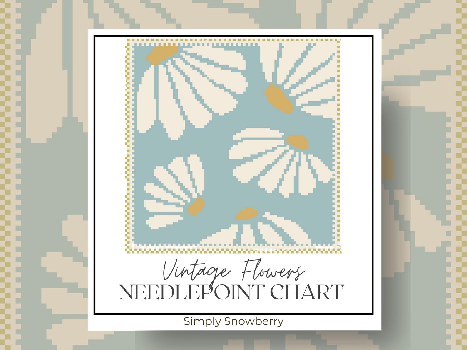 Easy Needlepoint Design Idea Modern Flower Cross Stitch Pattern Girl ...