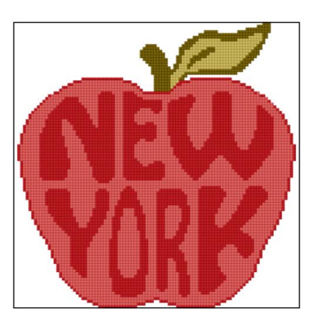 NYC Big Apple Needlepoint Chart Design Idea New York City Cross Stitch ...