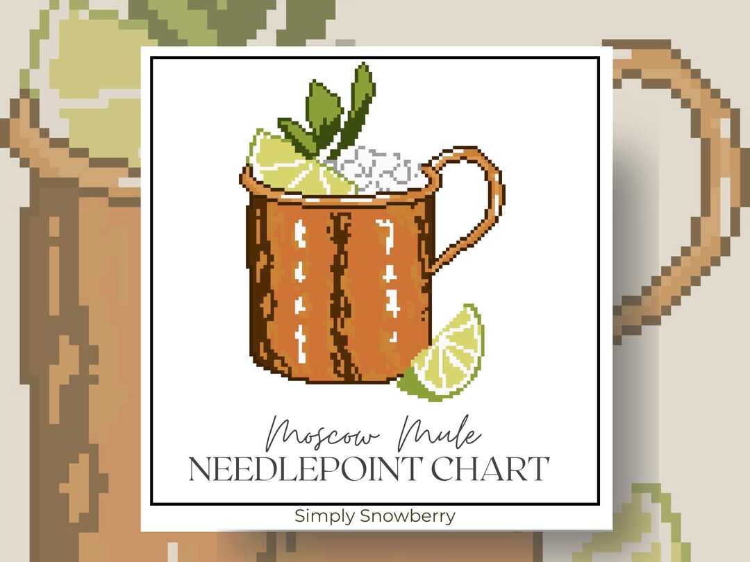 Moscow Mule Needlepoint Chart, Cocktail Cross Stitch Pattern, Custom ...