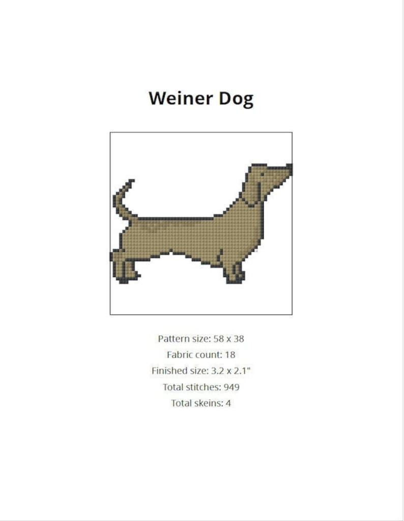 Cute Wiener Dog Needlepoint Chart Digital Download Needlepoint Design ...