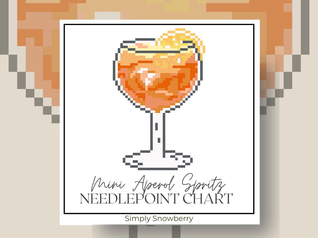 Mini Aperol Spritz Needlepoint Chart, Easy Cocktail Cross Stitch ...