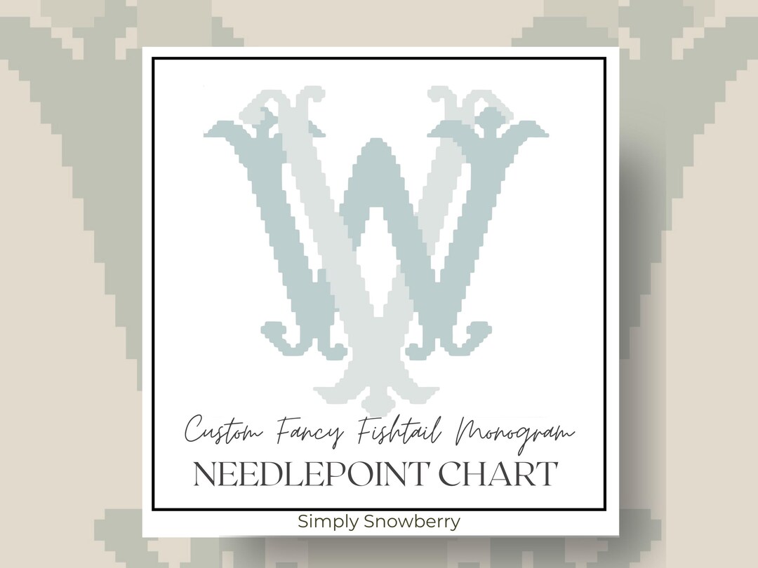 Custom Monogram Needlepoint Chart Personalized Counted Cross Stitch ...