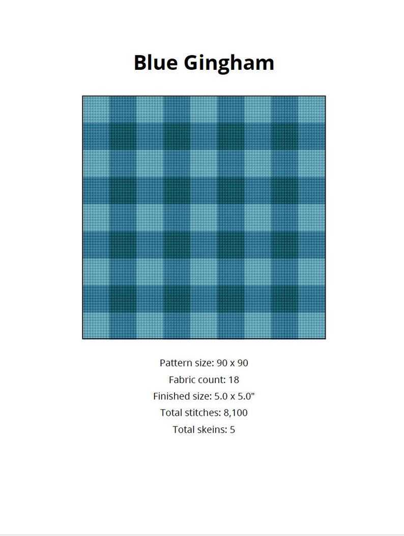 Modern Bundle of Blue & Pink Gingham Background Needlepoint Chart ...