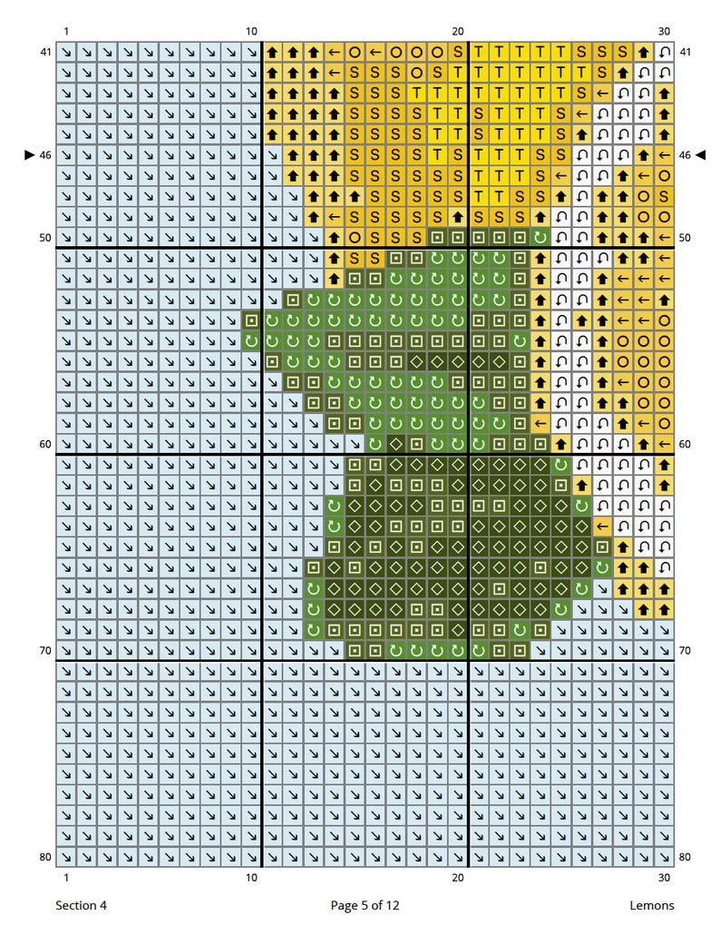 Lemons Needlepoint Chart, Spring Cross Stitch Pattern, Digital PDF Download, Modern Kitchen ...