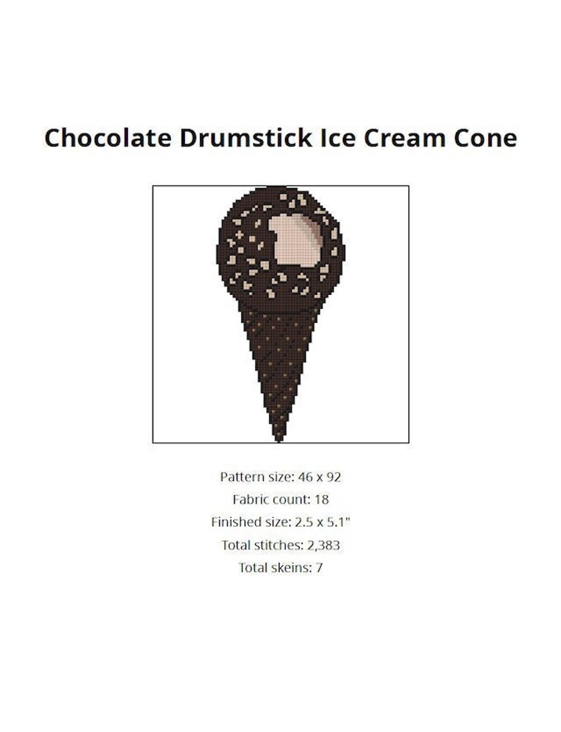 Chocolate Ice Cream Cone Needlepoint Chart, Digital Download, Easy ...