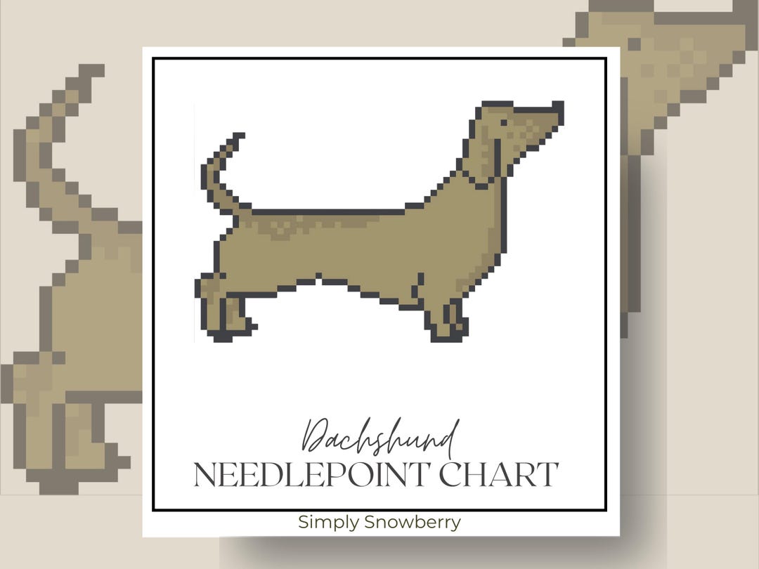 Dachshund Needlepoint Chart, Weiner Dog Cross Stitch Pattern, Bag Charm ...