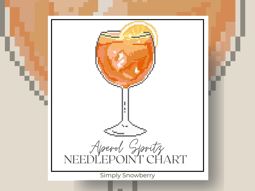 Bar Cart Needlepoint Chart PDF, Aperol Spritz Decor, Trendy Needlepoint ...