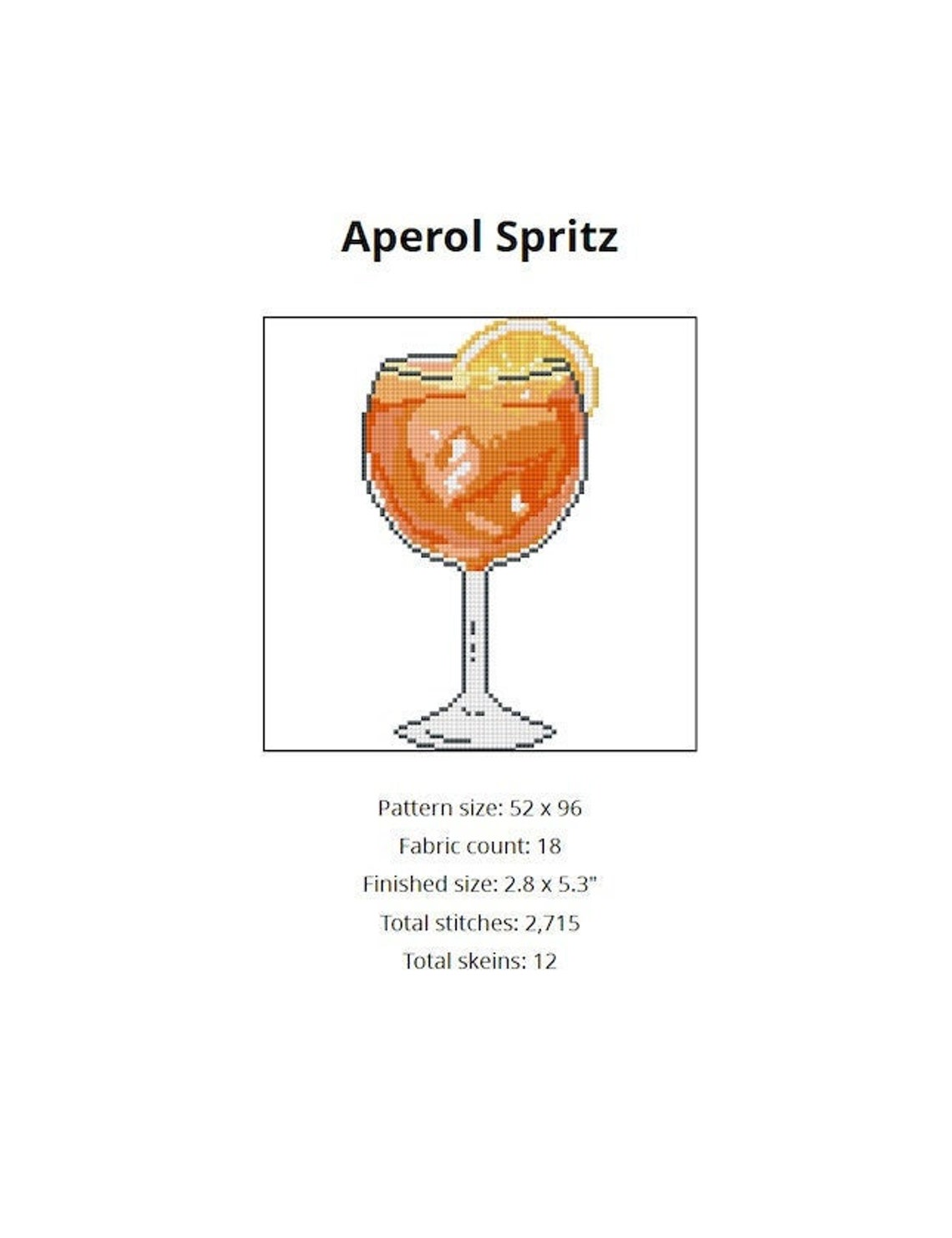 Aperol Spritz Needlepoint Chart Digital Download Adult Beverage ...