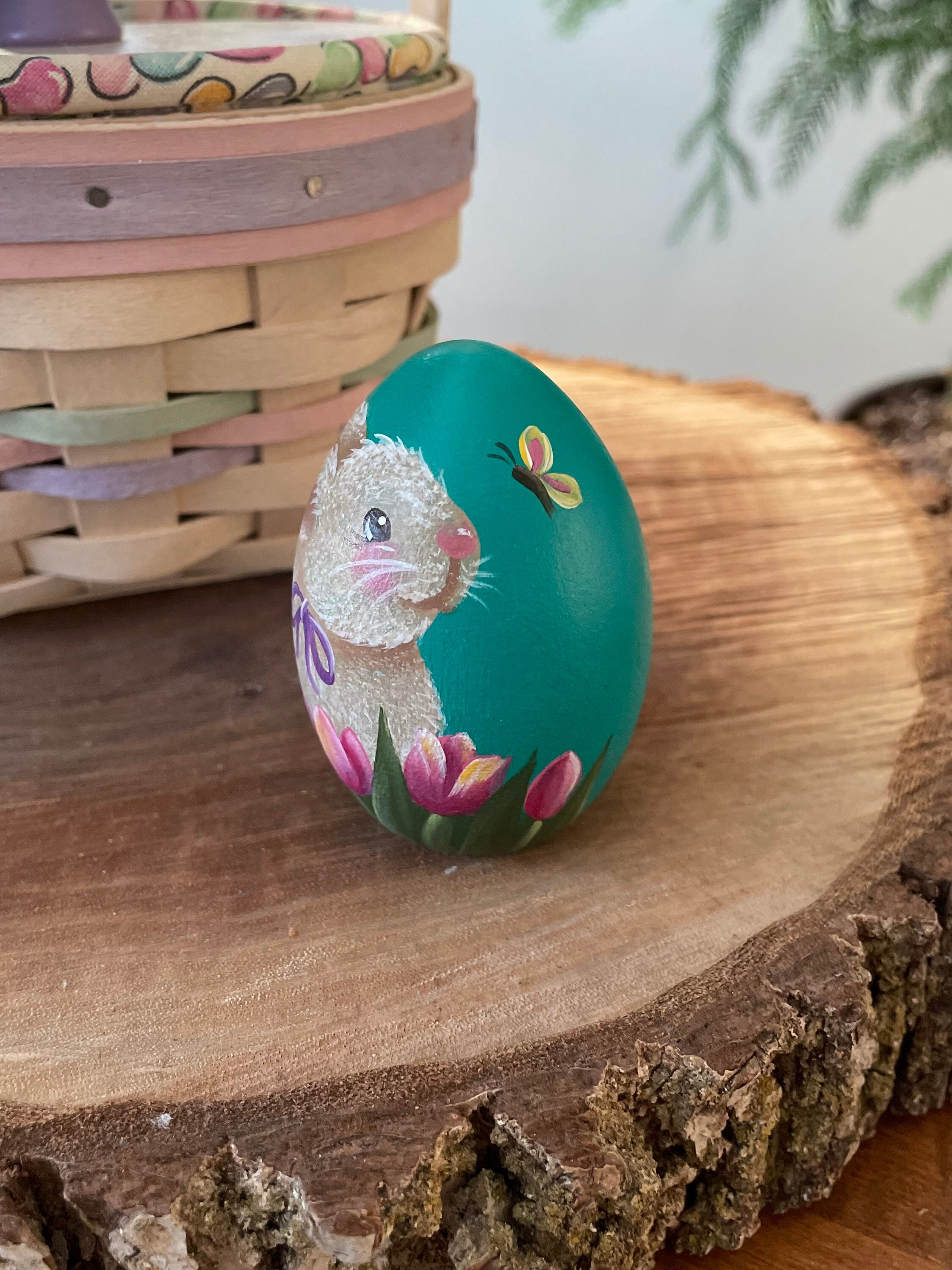 Bunny Hand Painted Bunny Bunny Gift Hand Painted Wood Egg - Etsy