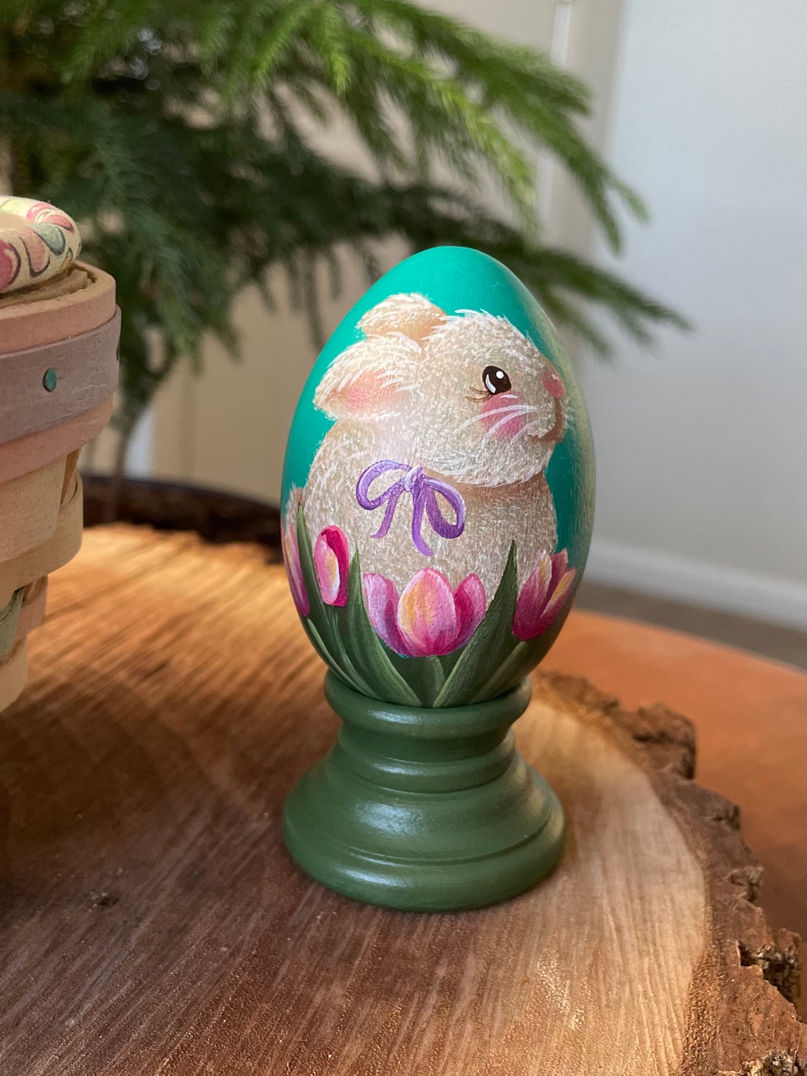 Bunny Hand Painted Bunny Bunny Gift Hand Painted Wood Egg - Etsy