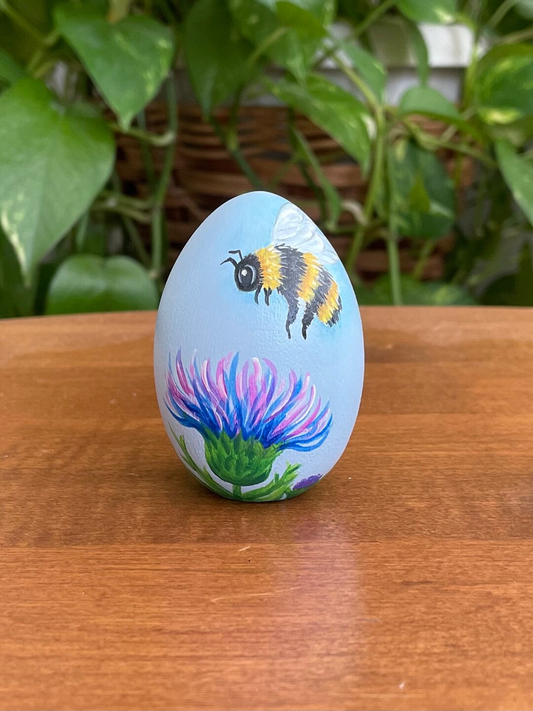 Bumblebee and Flower, Hand Painted Bee and Flower, Hand Painted Wood ...