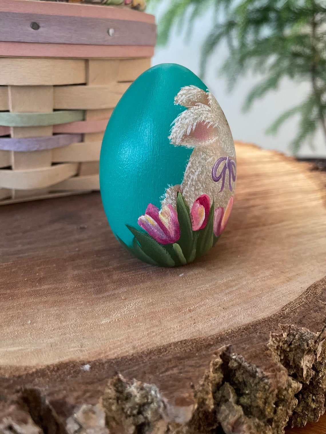 Bunny, Hand Painted Bunny, Bunny Gift, Hand Painted Wood Egg, Easter ...
