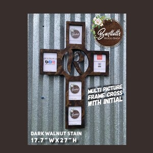 Multi Picture Frame Cross With Initial Hand Cut on Scroll - Etsy