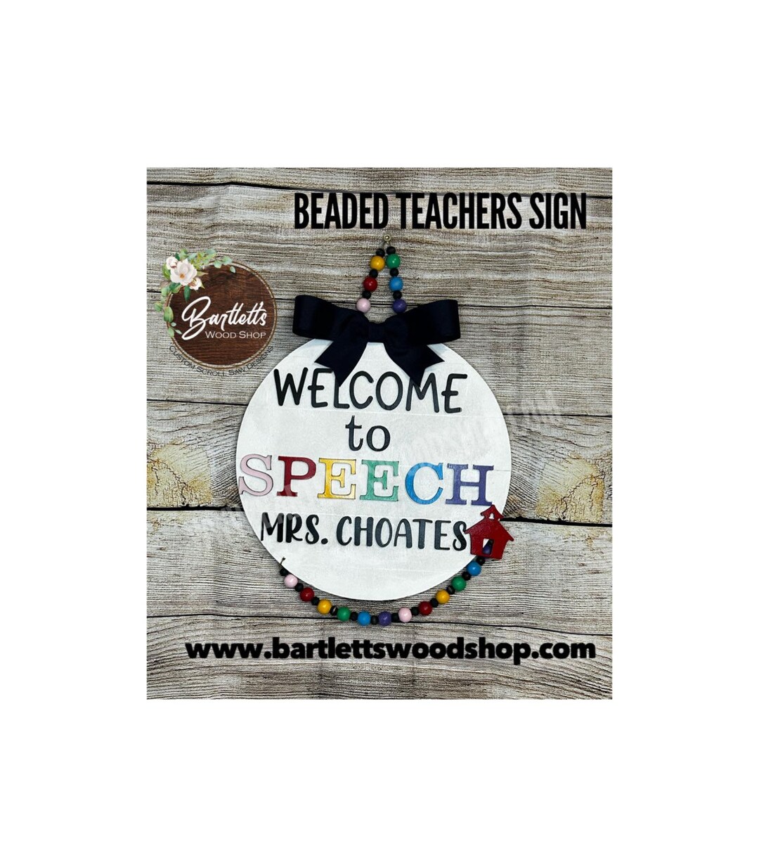 Beaded Speech Teacher/classroom Sign - Teacher Door Hanger - Classroom ...