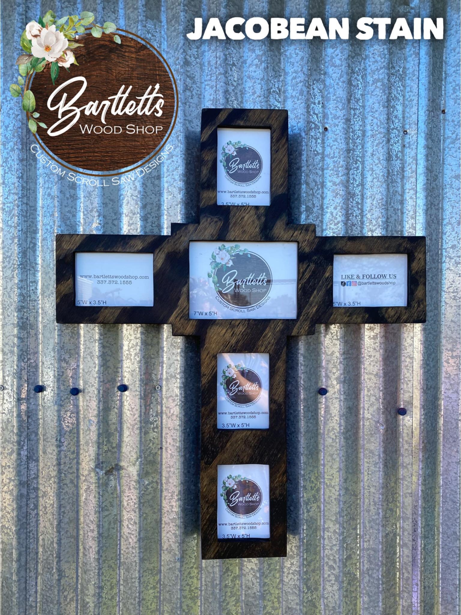 MEDIUM Multi Picture Frame Cross - Hand Cut on Scroll Saw - Cross ...