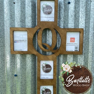 Multi Picture Frame Cross With Initial Hand Cut on Scroll - Etsy