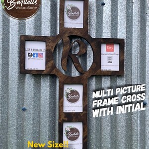Multi Picture Frame Cross With Initial - Hand Cut on Scroll Saw - Cross ...