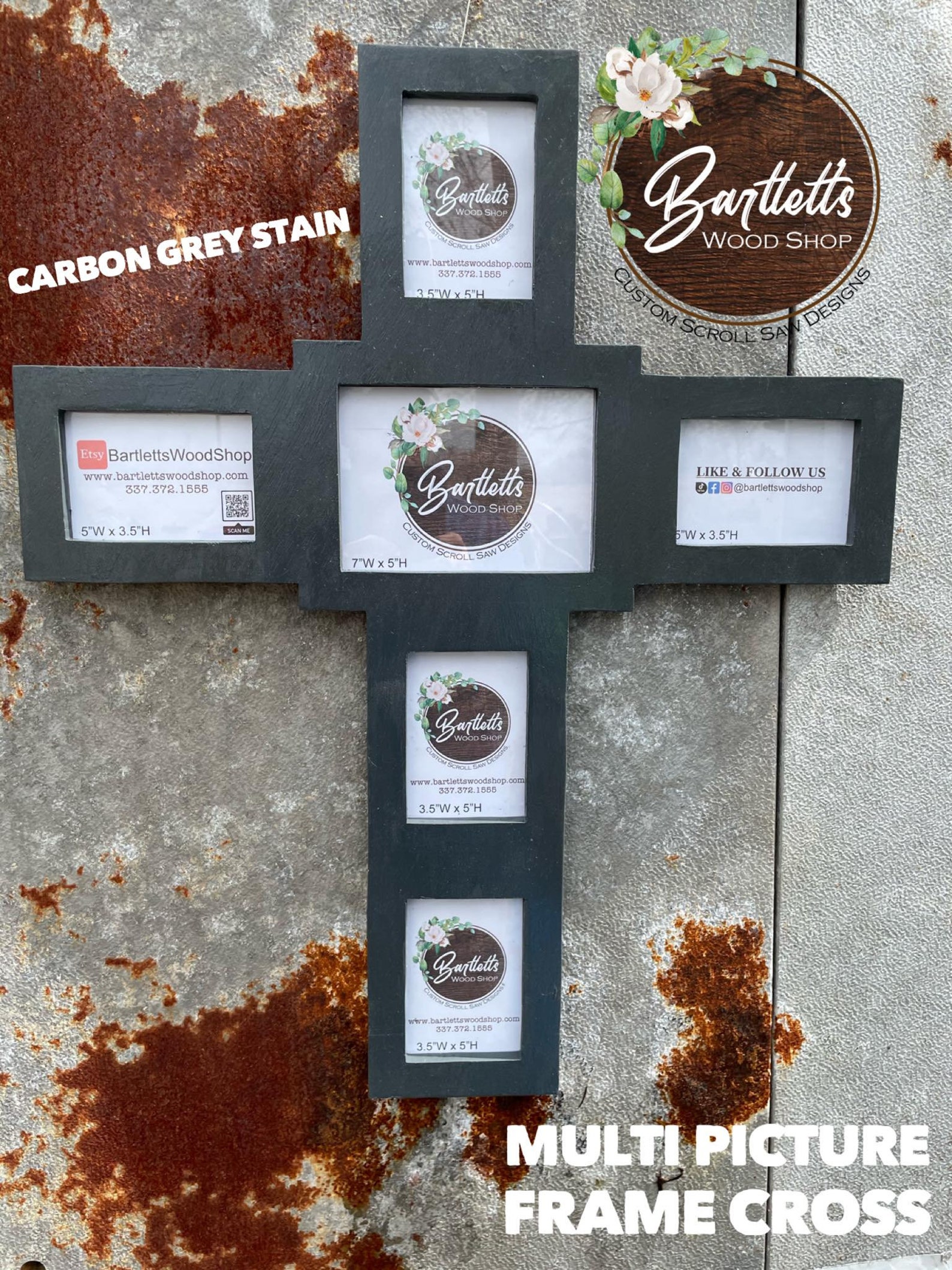 MEDIUM Multi Picture Frame Cross - Hand Cut on Scroll Saw - Cross ...