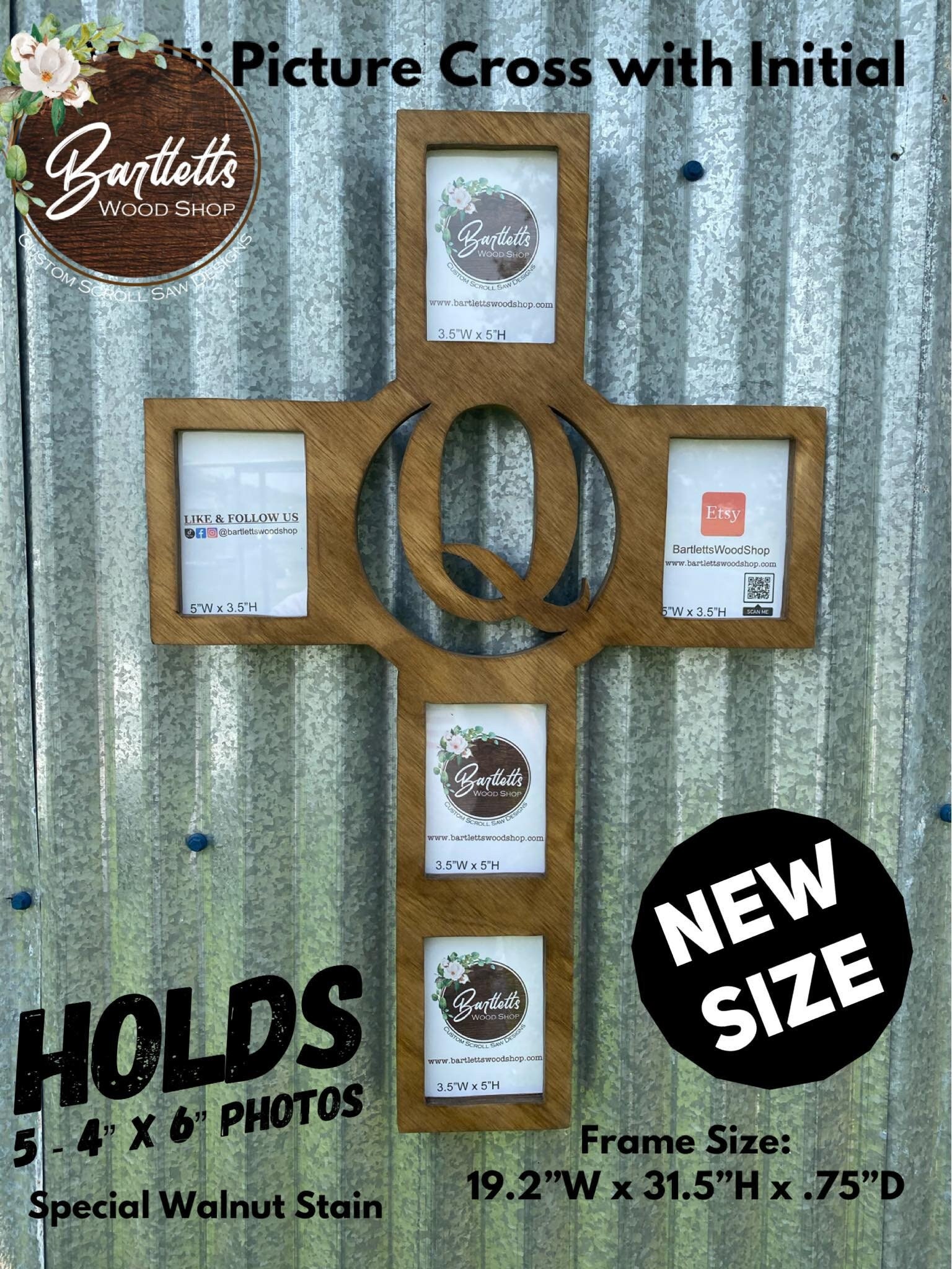 Multi Picture Frame Cross With Initial Hand Cut on Scroll Saw Cross ...