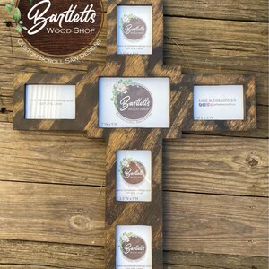 MEDIUM Multi Picture Frame Cross - Hand Cut on Scroll Saw - Cross ...