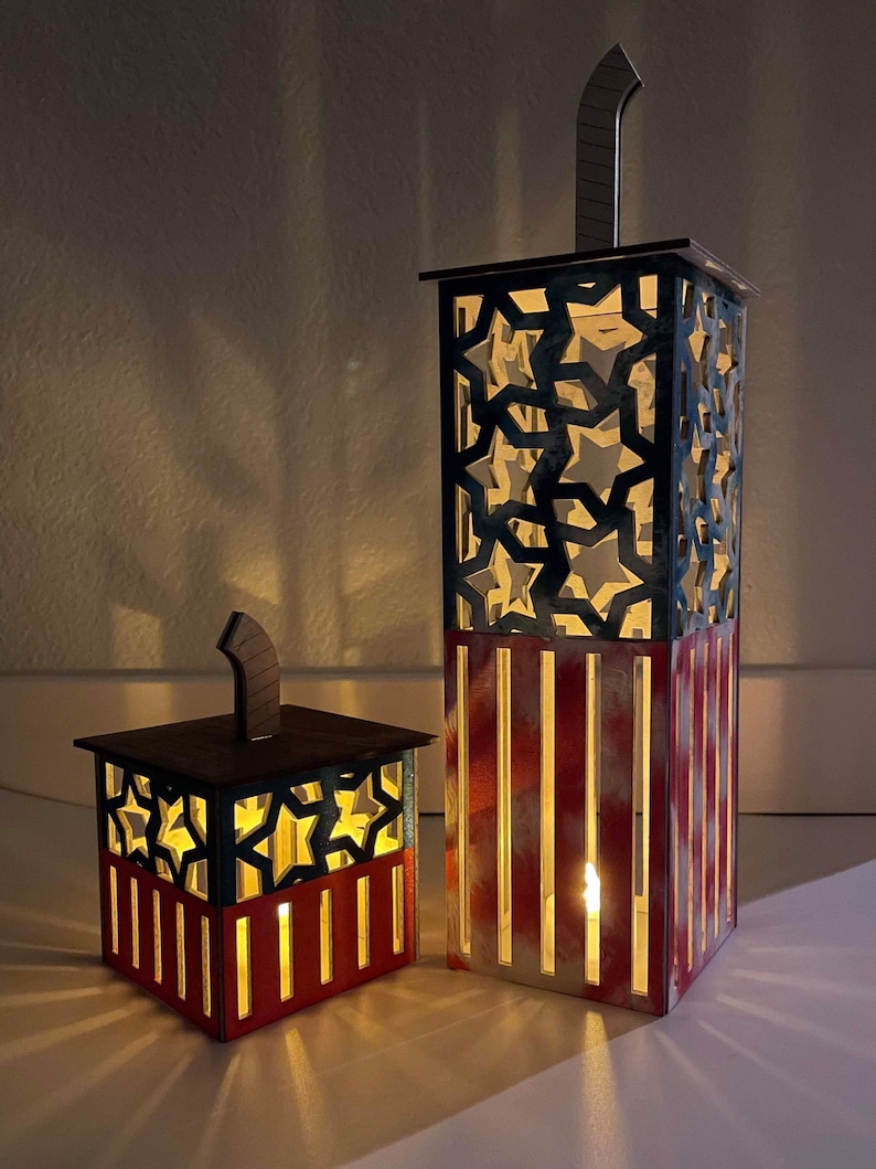 Fileonly | 2 Lanterns | 4th of July | DIGITAL SVG FILE | 5mm | Laser ...