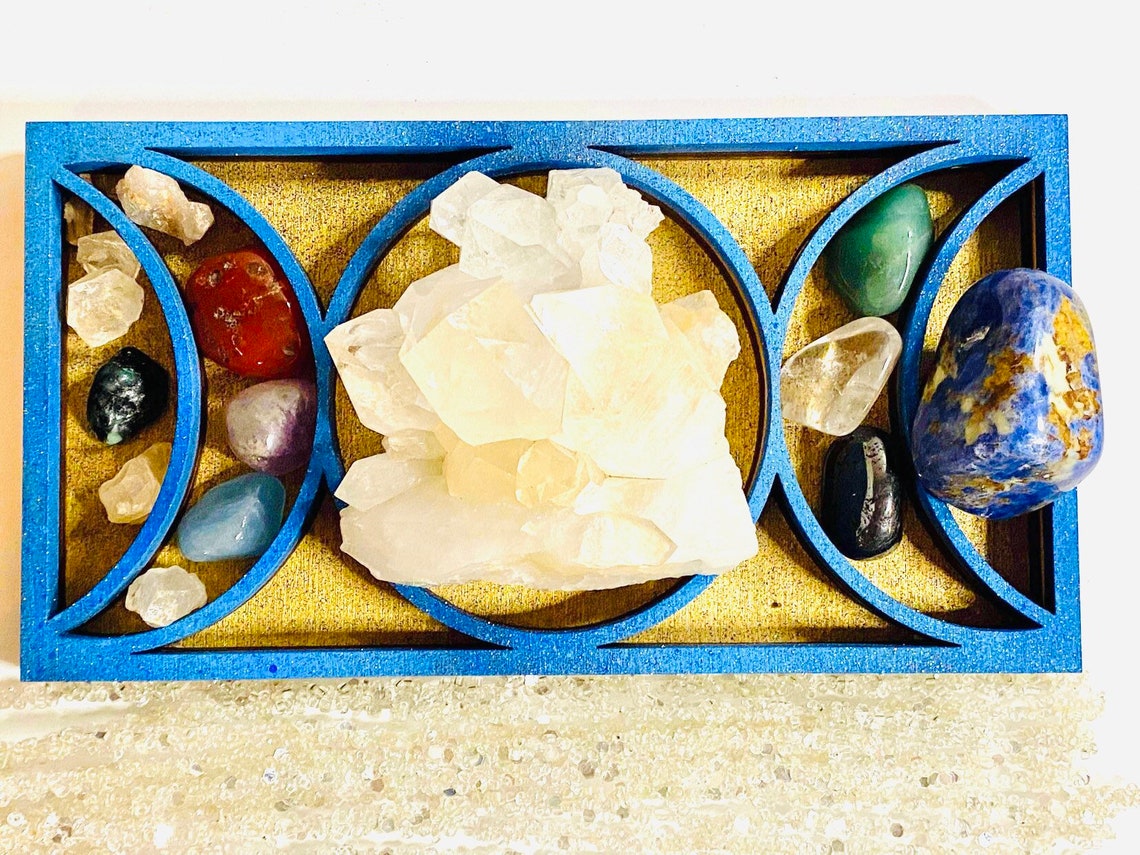 Fileonly 7 Tray Designs Crystals Tri Moon Mandala - Etsy