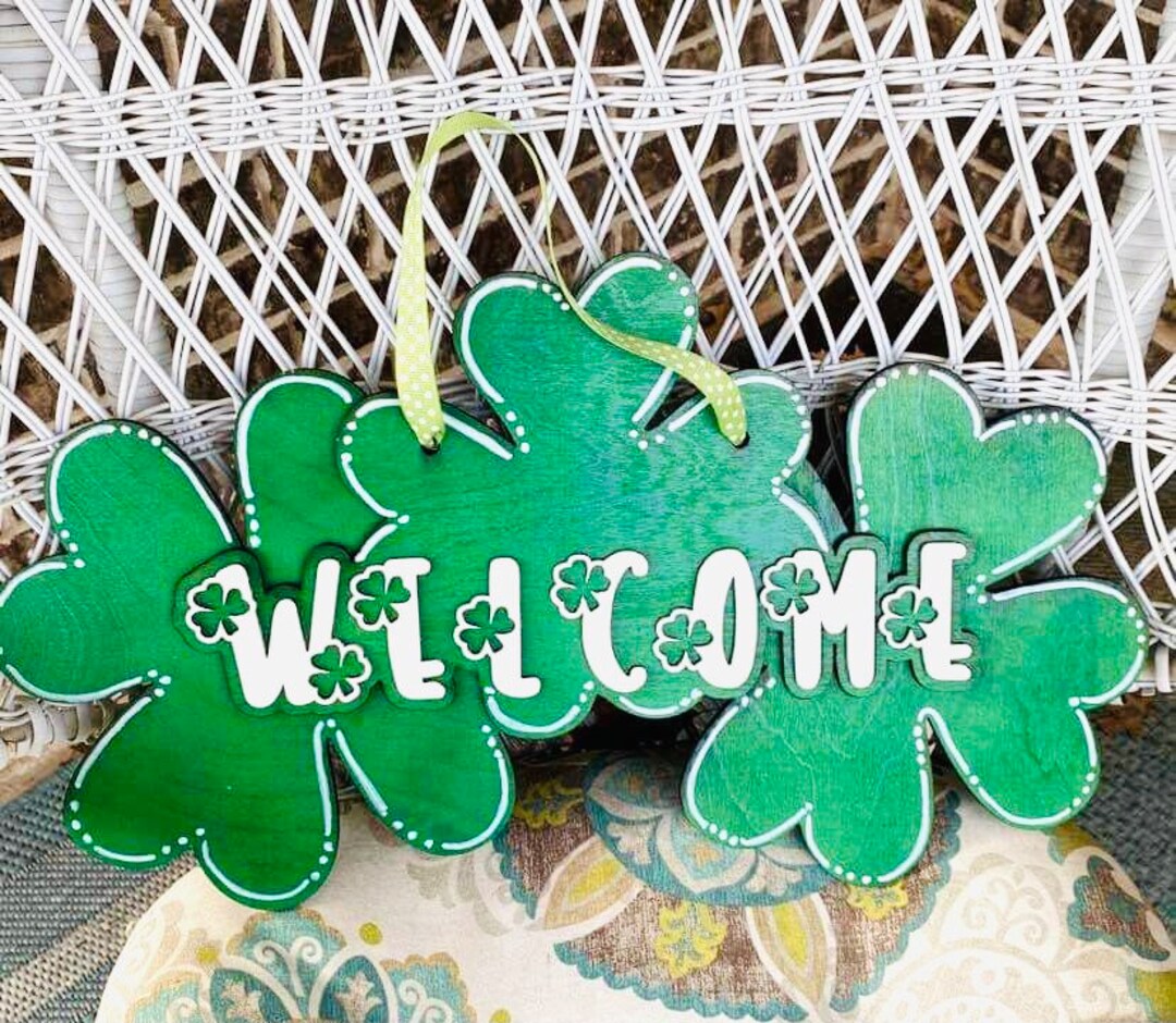 Fileonly | 2 Large Door Signs | St Patricks Day | Shamrock | Welcome ...