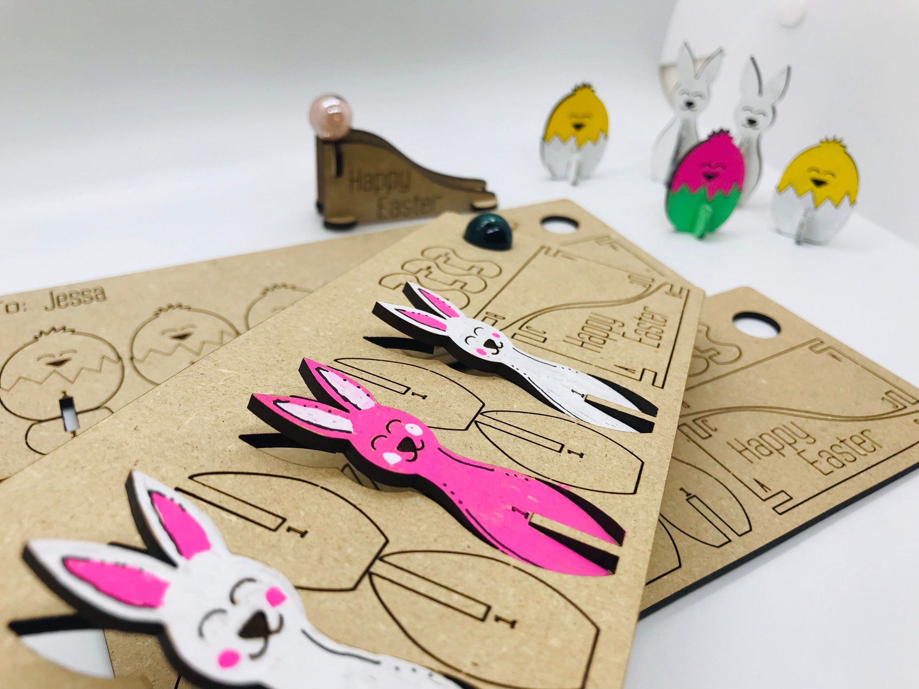 Fileonly | Easter Chick & Bunny | Punch Out Card Bowling | DIGITAL SVG ...