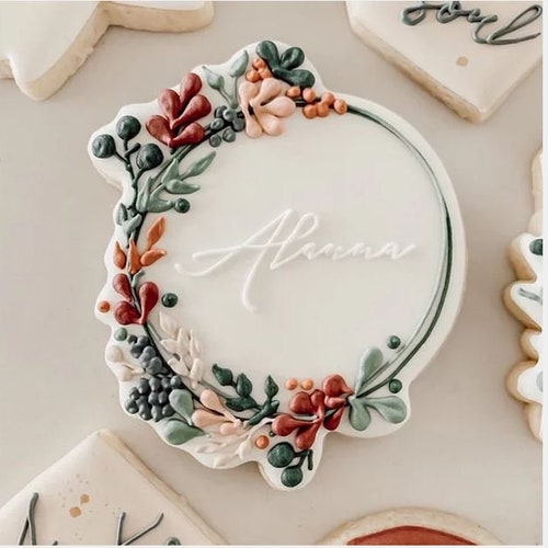 Circle Floral Plaque Cookie Cutter Wedding Floral Cookie - Etsy