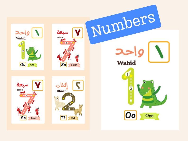 ARABIC Letters & Numbers Printable CARDS Alphabet Fun Flashcards for ...