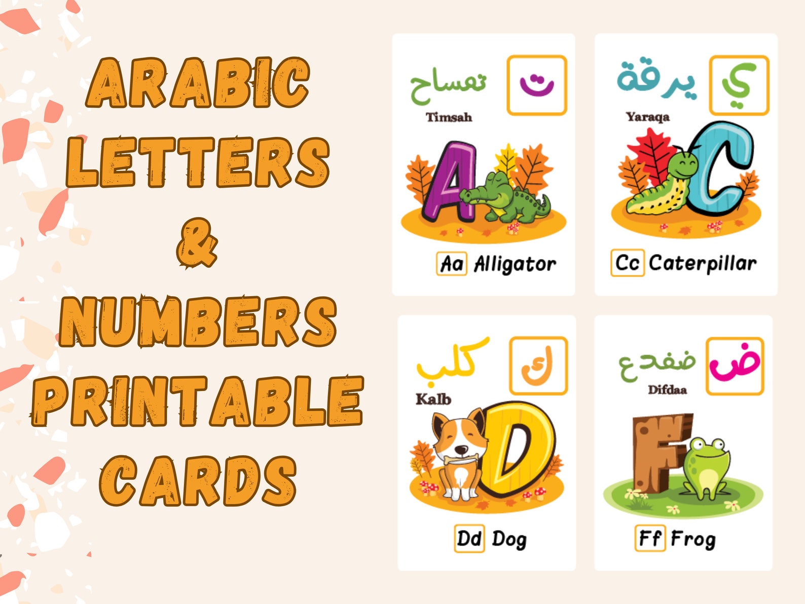 ARABIC Letters & Numbers Printable CARDS | Alphabet Fun Flashcards for ...