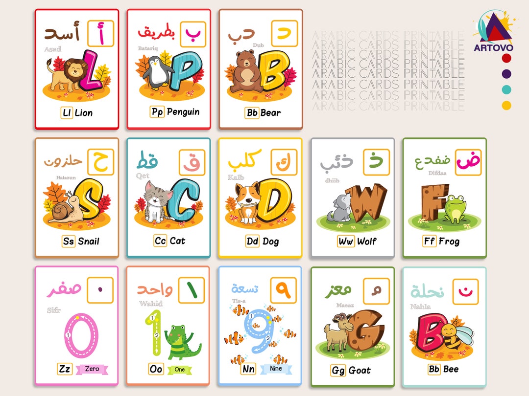 ARABIC Letters & Numbers Printable CARDS Alphabet Fun - Etsy