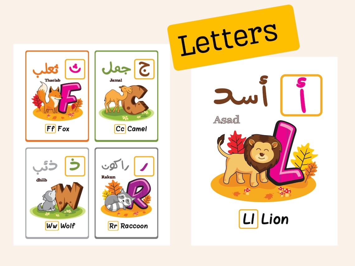 ARABIC Letters & Numbers Printable CARDS | Alphabet Fun Flashcards for ...