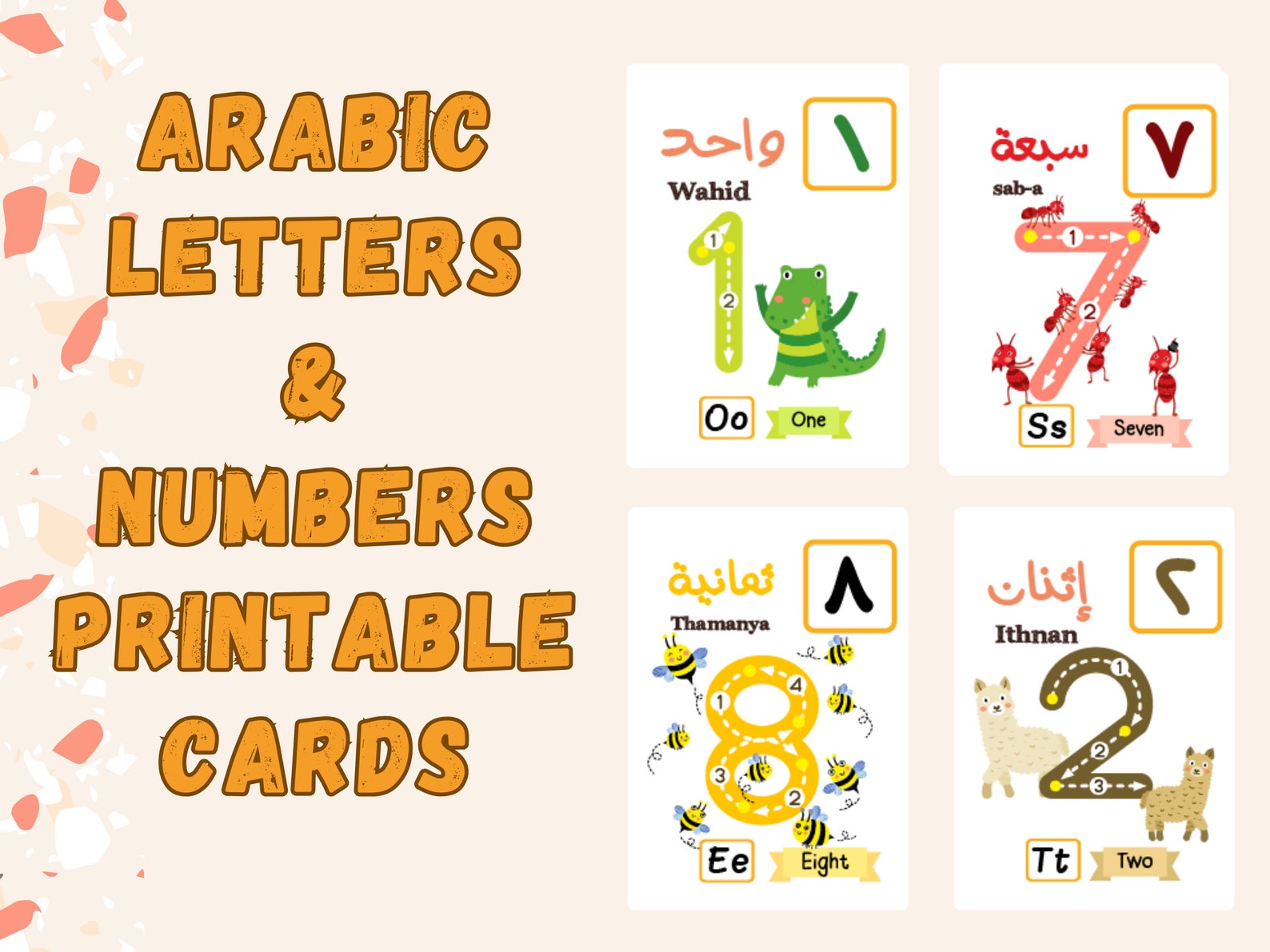 ARABIC Letters & Numbers Printable CARDS | Alphabet Fun Flashcards for ...
